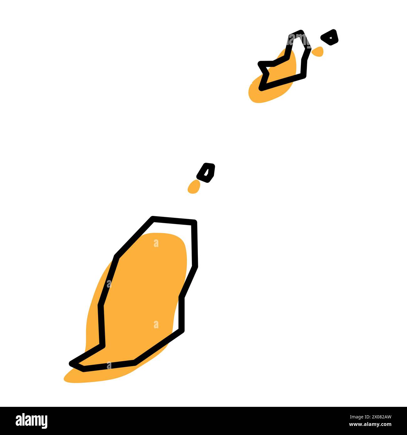 Grenada country simplified map. Orange silhouette with thick black ...