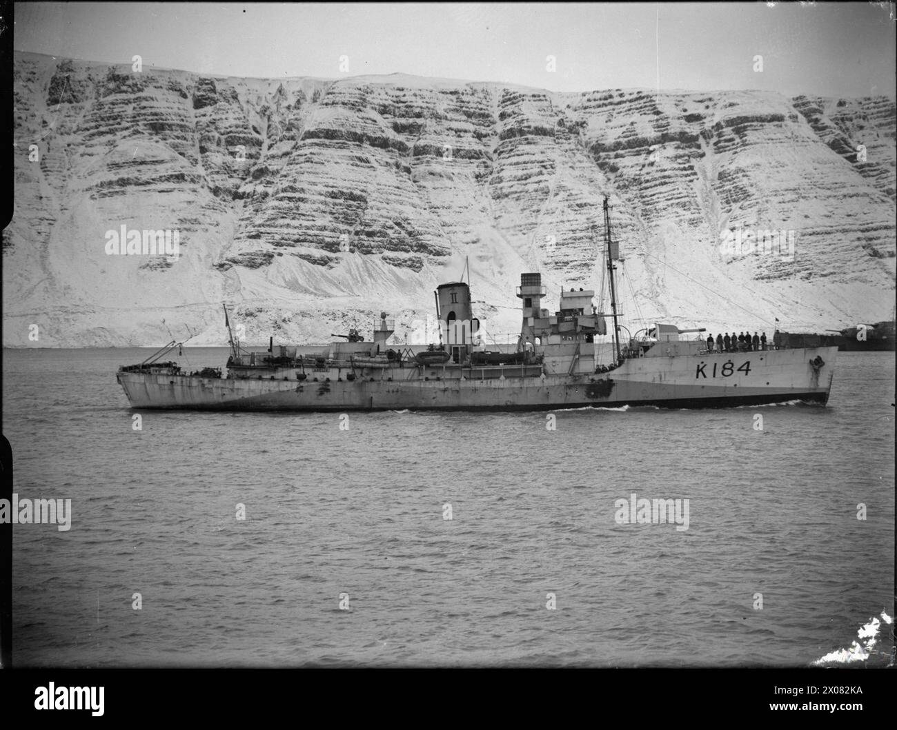 HMS Abelia, a Flower-class corvette, is at Hvalfjord, Iceland after ...