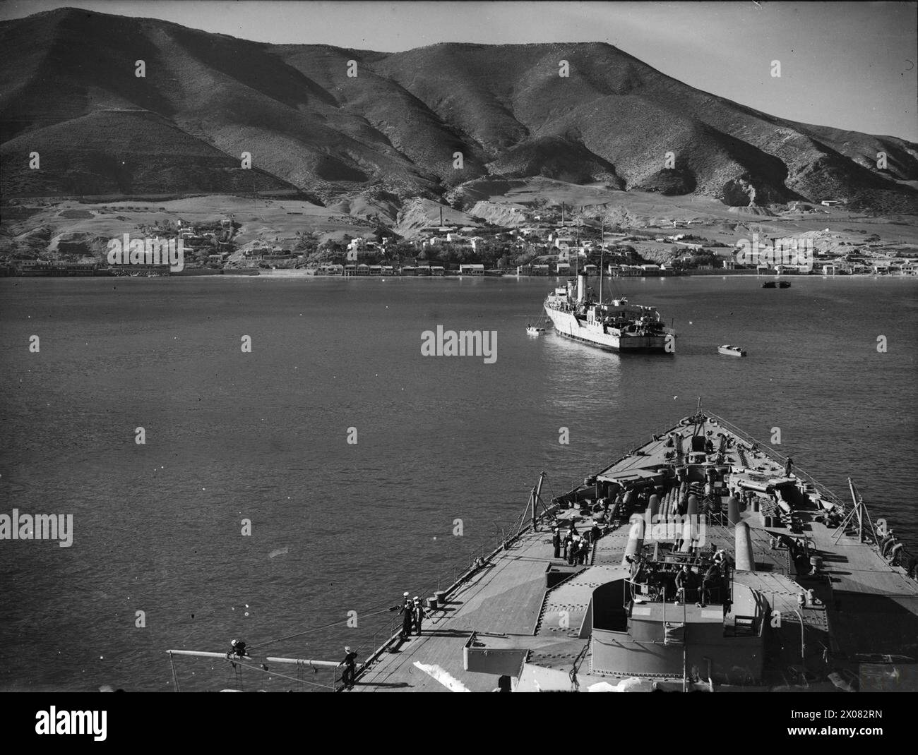 Panorama of Mers-el-Kebir harbour in Algeria showing British naval ...