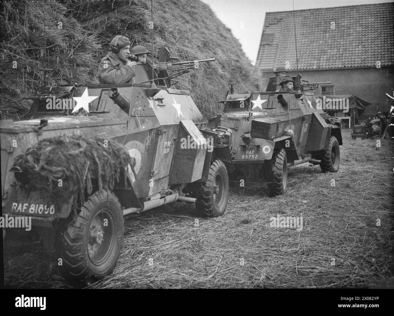 Two Humber light reconnaissance cars of No. 2806 Armoured Car Squadron ...