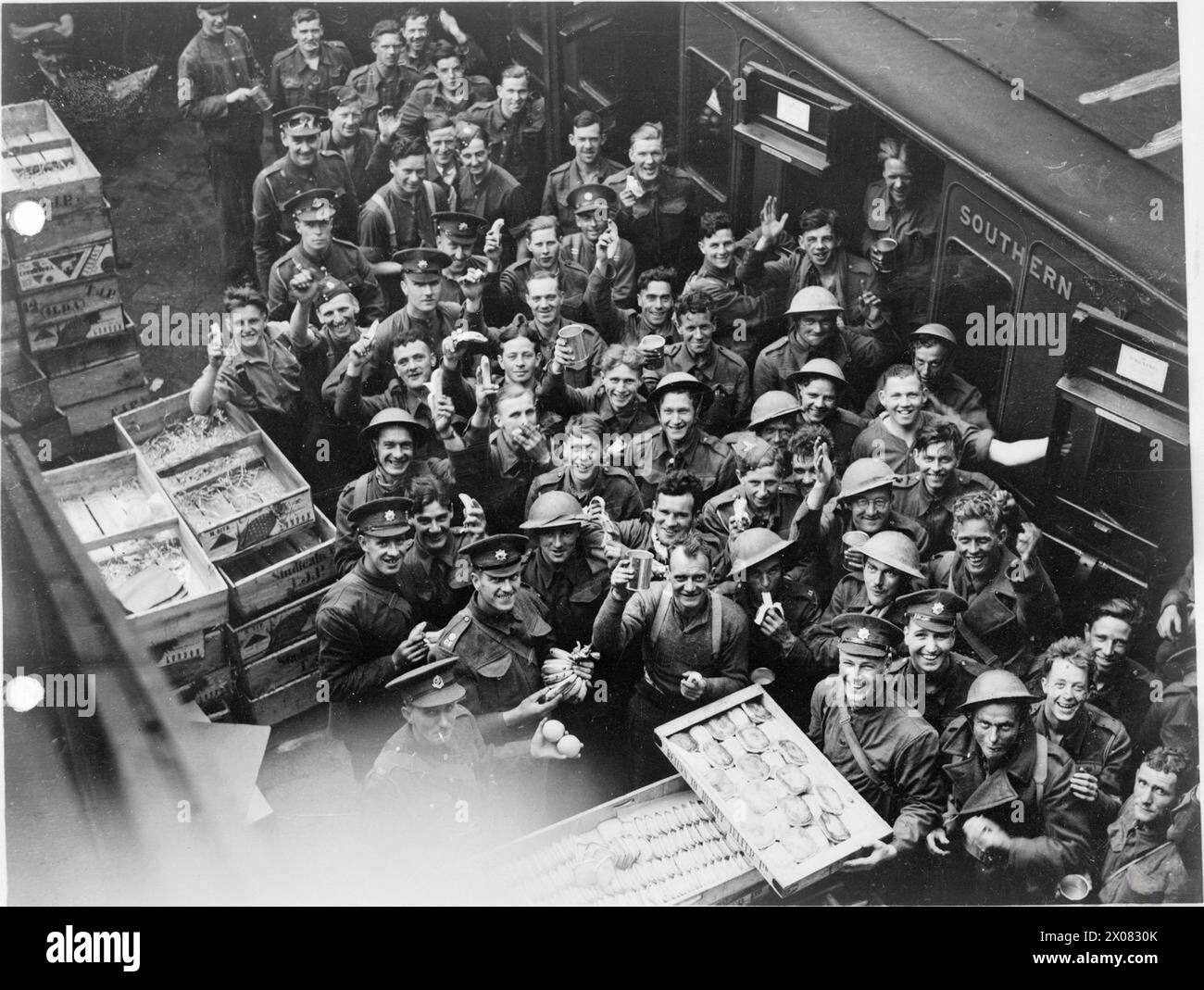 DUNKIRK 26-29 MAY 1940 - Guardsmen waiting to board a train at Dover ...