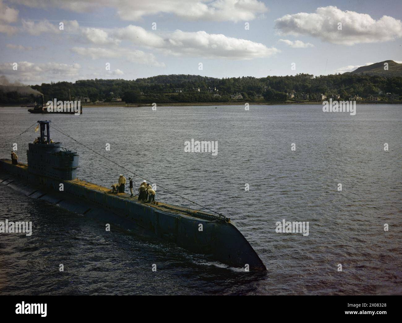 ON BOARD THE SUBMARINE DEPOT SHIP HMS FORTH, HOLY LOCH, SCOTLAND, 1942 ...