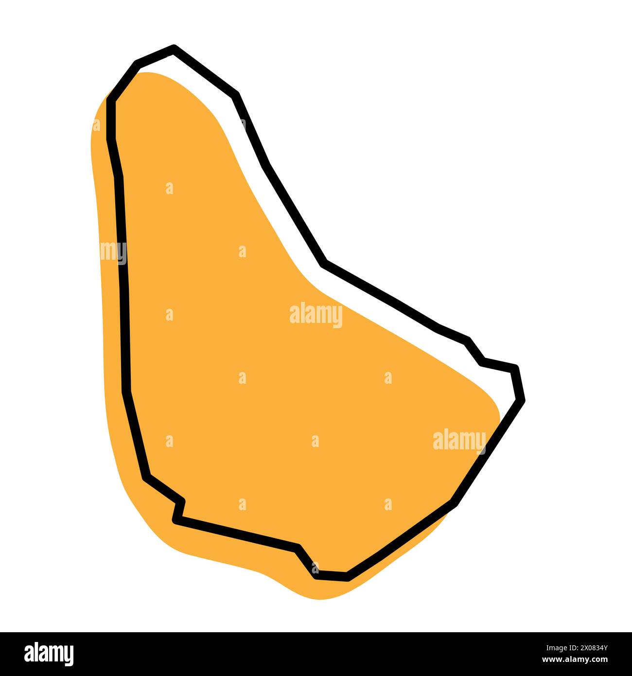 Barbados country simplified map. Orange silhouette with thick black ...