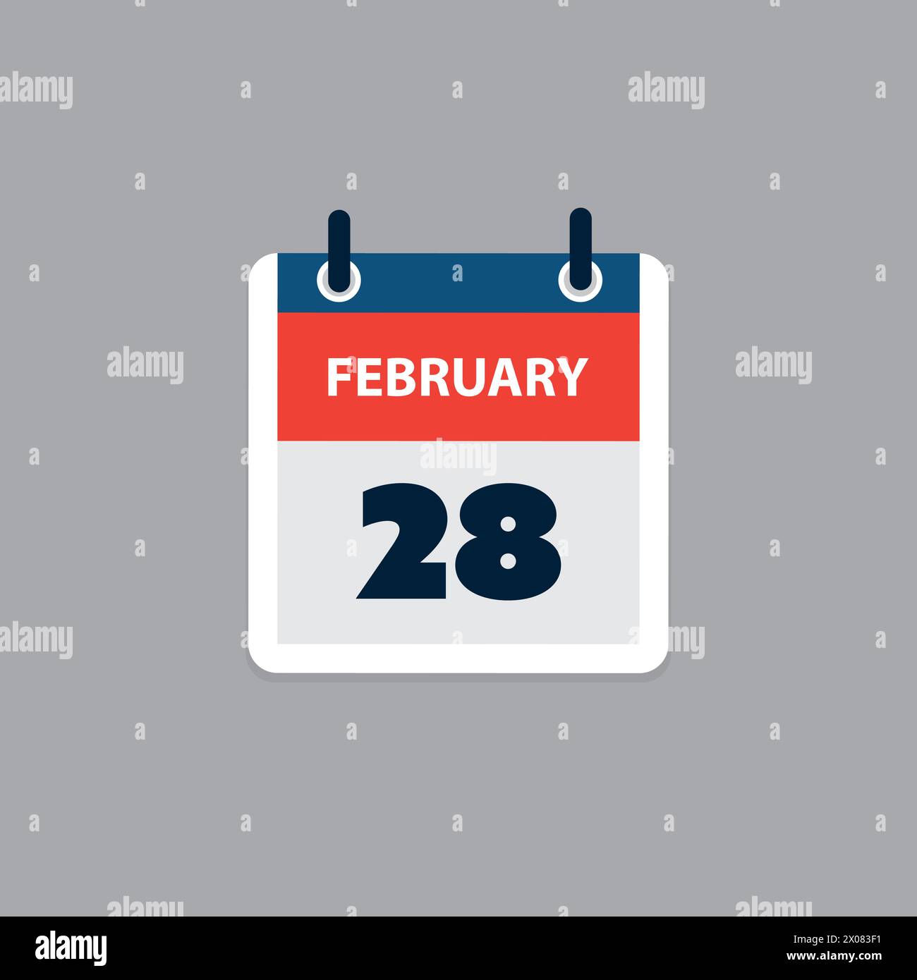 Simple Calendar Page Design for Day of 28th February - Banner, Graphic ...