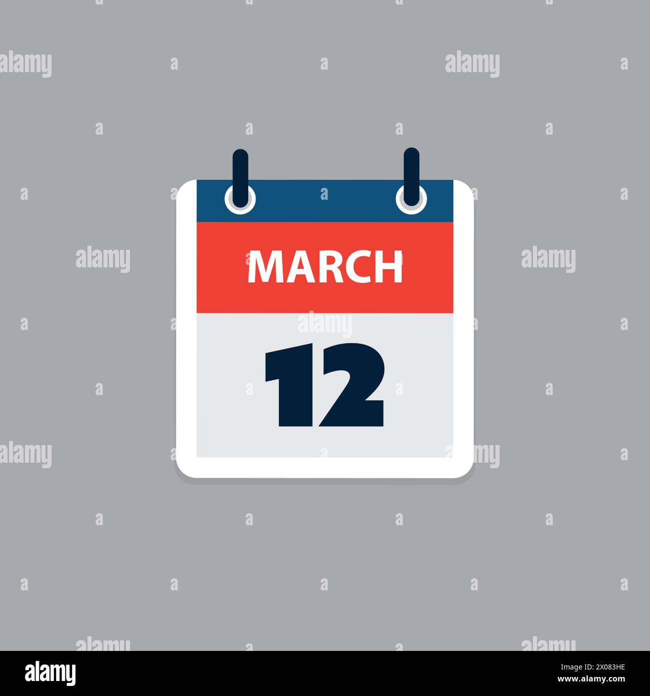 Simple Calendar Page for Day of 12th March - Banner, Graphic Design ...