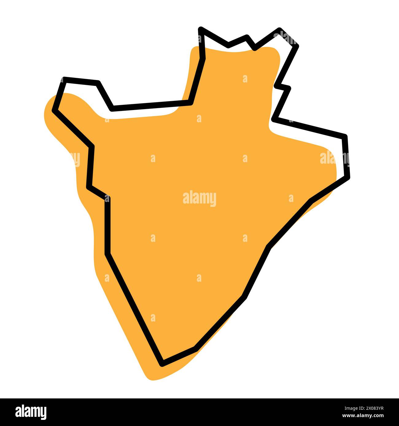 Burundi country simplified map. Orange silhouette with thick black ...