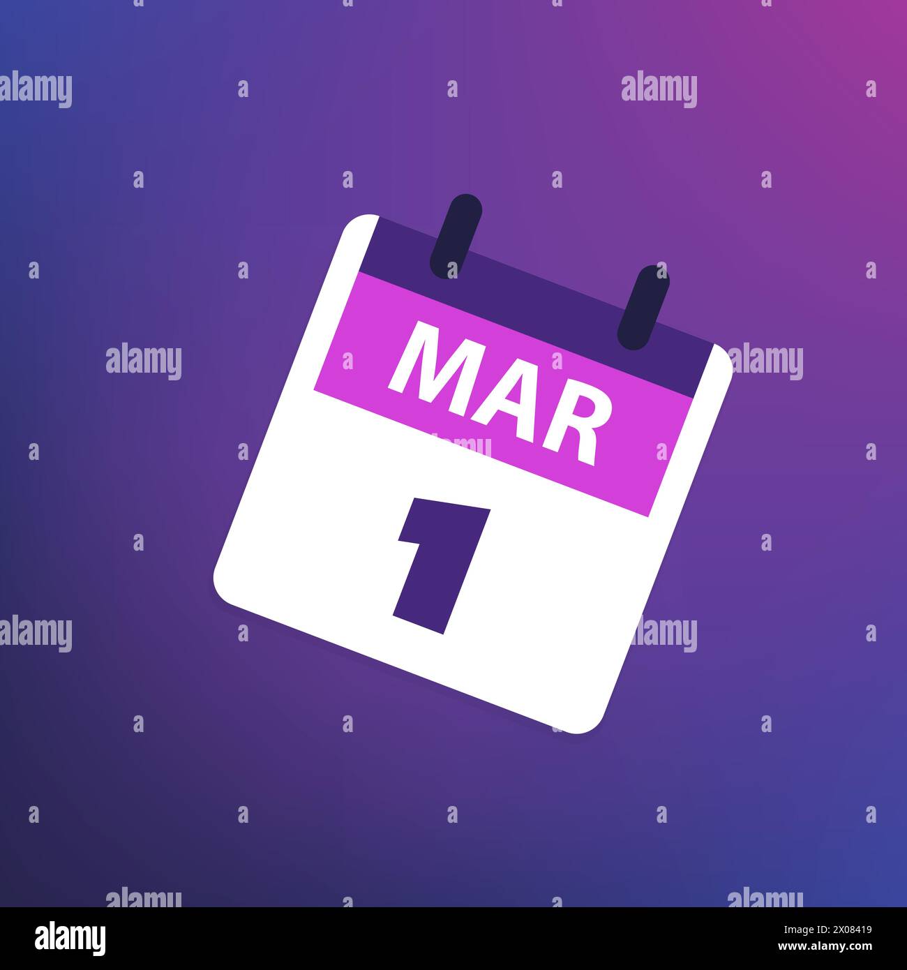 Calendar Page Design for Day of 1st March - Banner, Design Element for ...