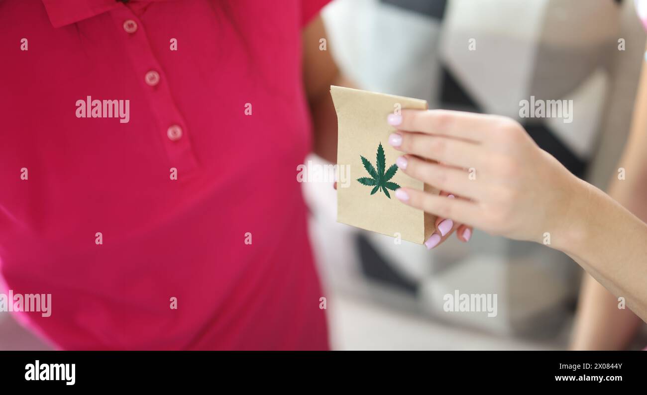 Cannabis bag woman hand hi-res stock photography and images - Alamy
