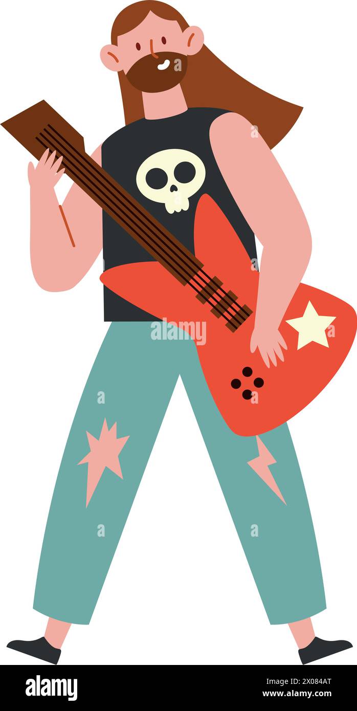 heavy metal guitarist man isolated design Stock Vector Image & Art - Alamy