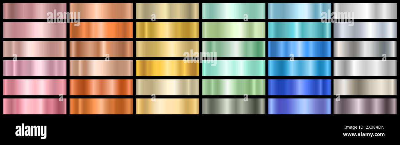 A set of colored metallic gradients on a black background Stock Vector ...
