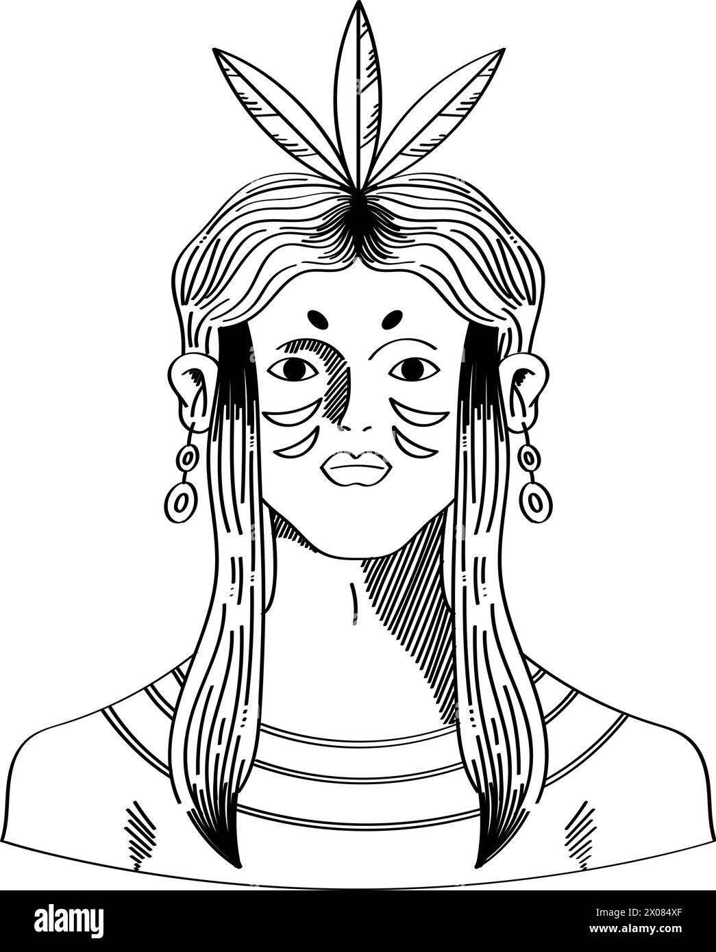Native American Girl Face Illustration Vector Stock Vector Image And Art Alamy