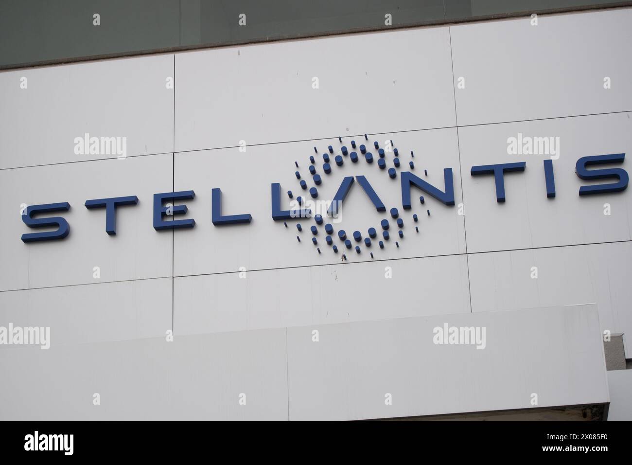 The logo of Stellantis during the presentation of the “Mirafiori ...