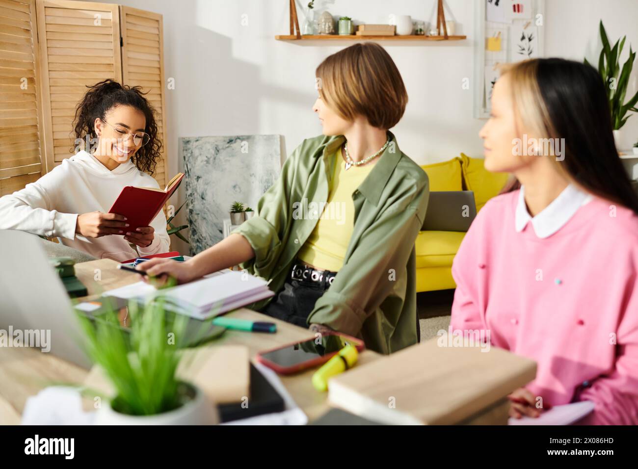 A diverse group of women, including interracial teenage girls, are ...