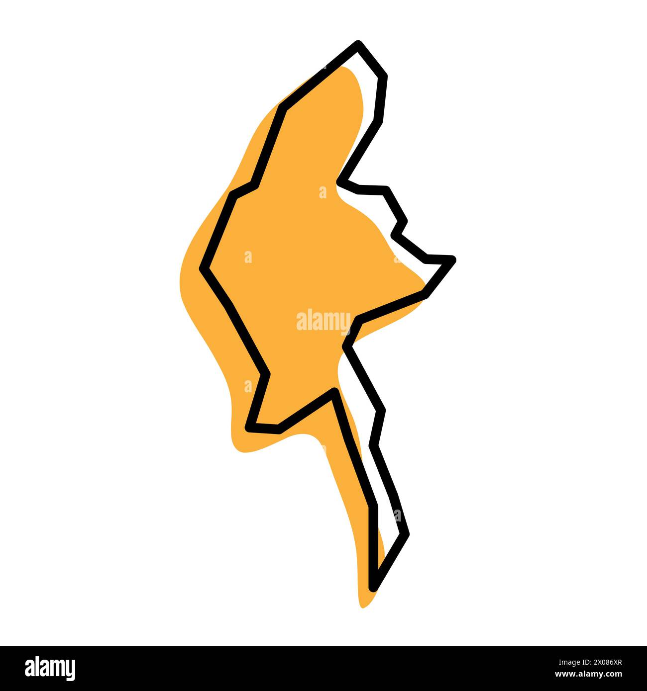 Myanmar country simplified map. Orange silhouette with thick black ...