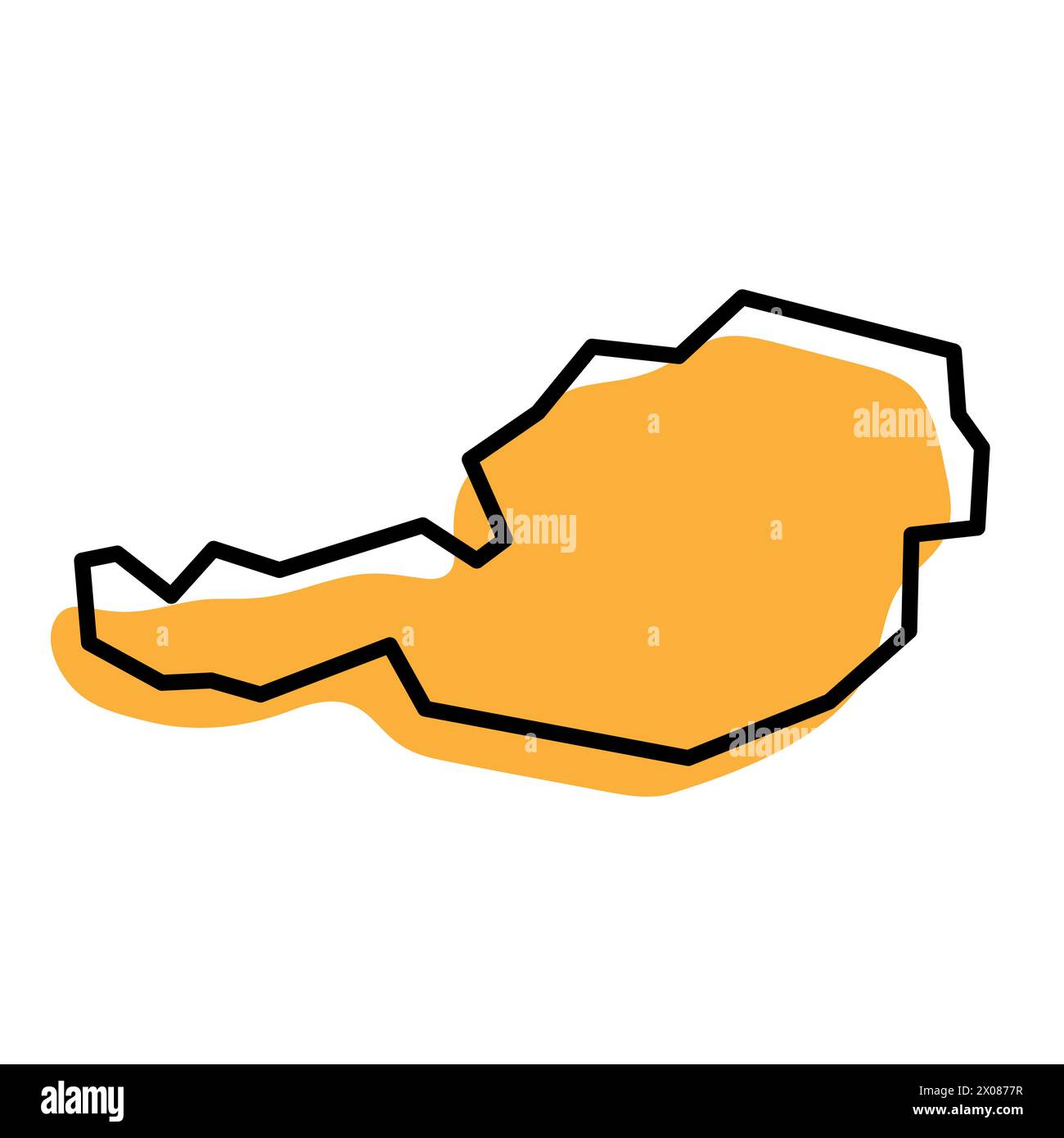 Austria country simplified map. Orange silhouette with thick black ...
