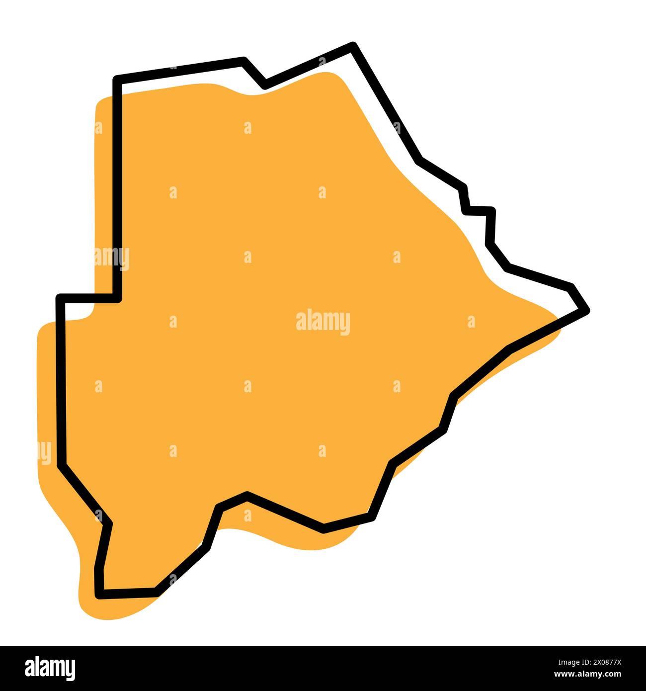 Botswana country simplified map. Orange silhouette with thick black ...