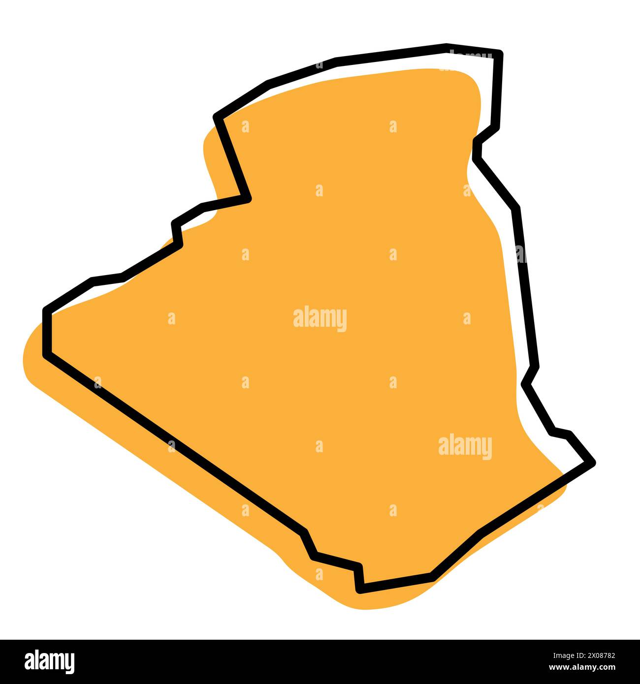 Algeria country simplified map. Orange silhouette with thick black ...