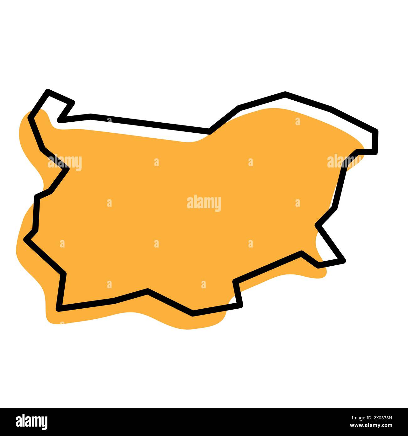 Bulgaria country simplified map. Orange silhouette with thick black ...