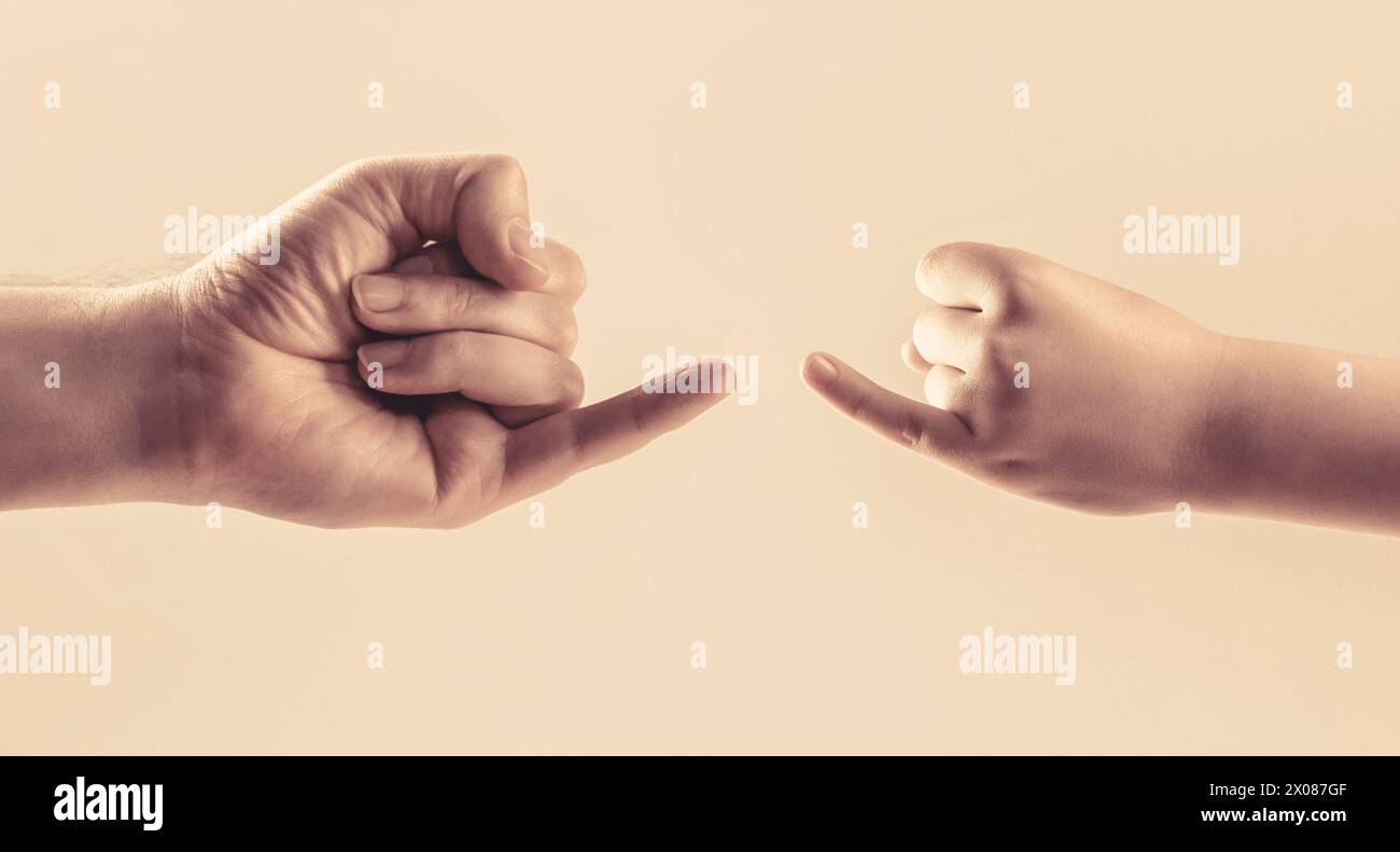 Father, daughter hand making promise friendship concept. Child hook ...