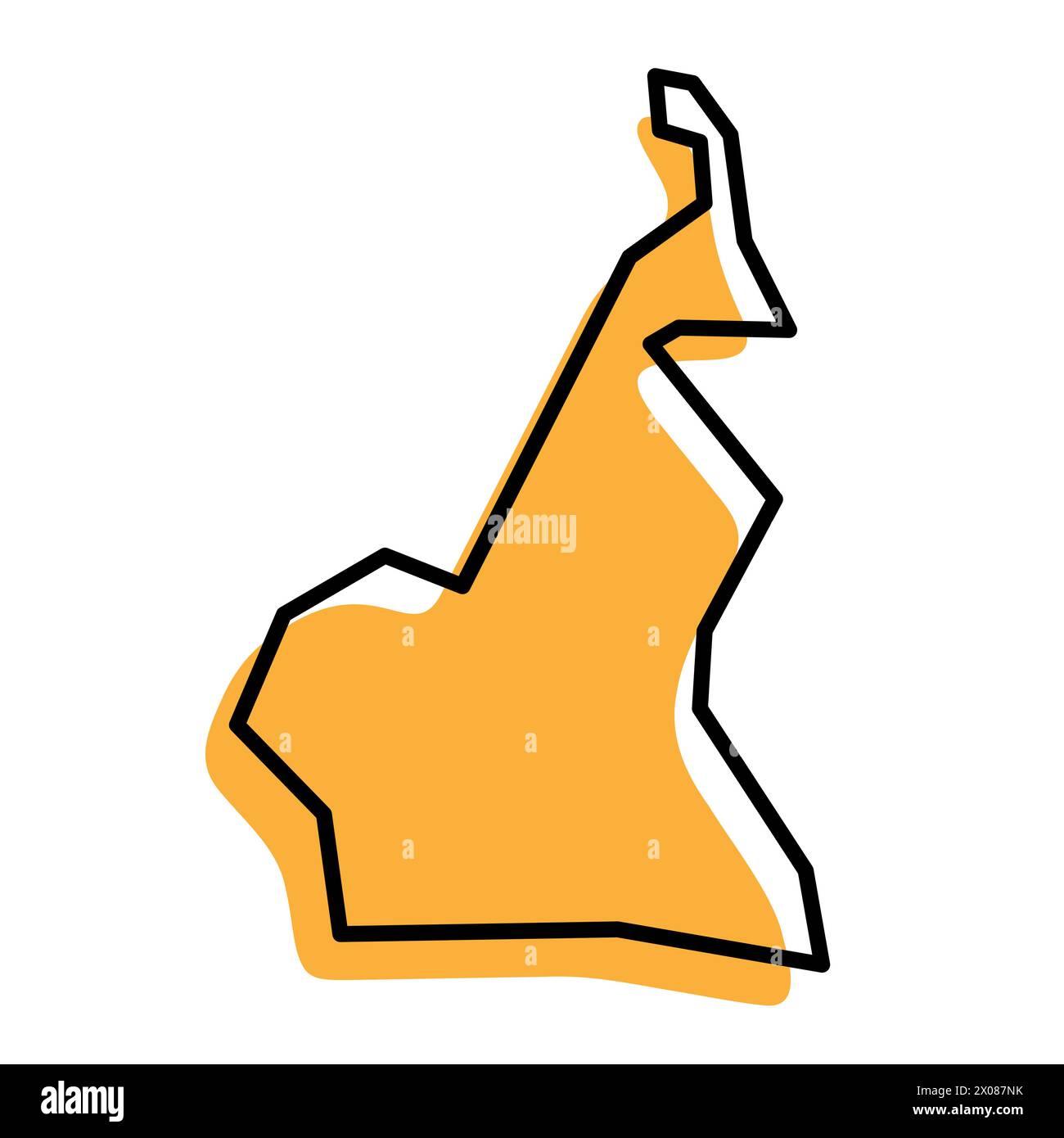 Cameroon Country Simplified Map Orange Silhouette With Thick Black
