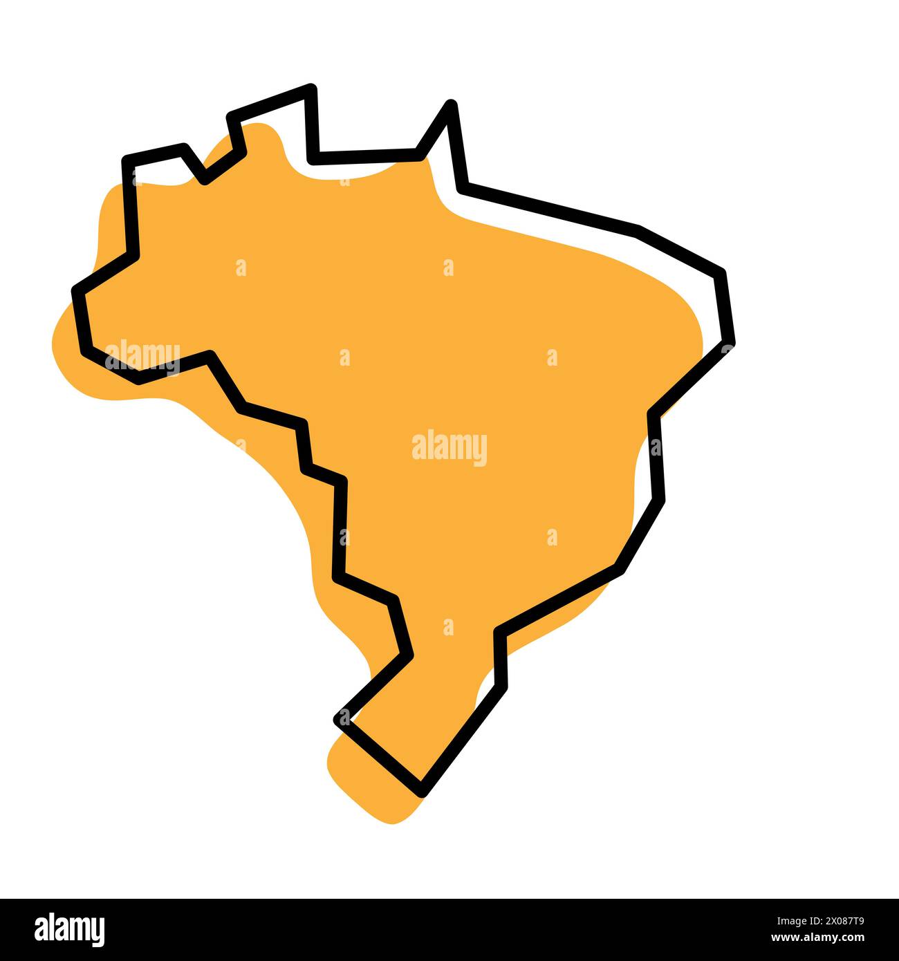 Brazil country simplified map. Orange silhouette with thick black sharp ...