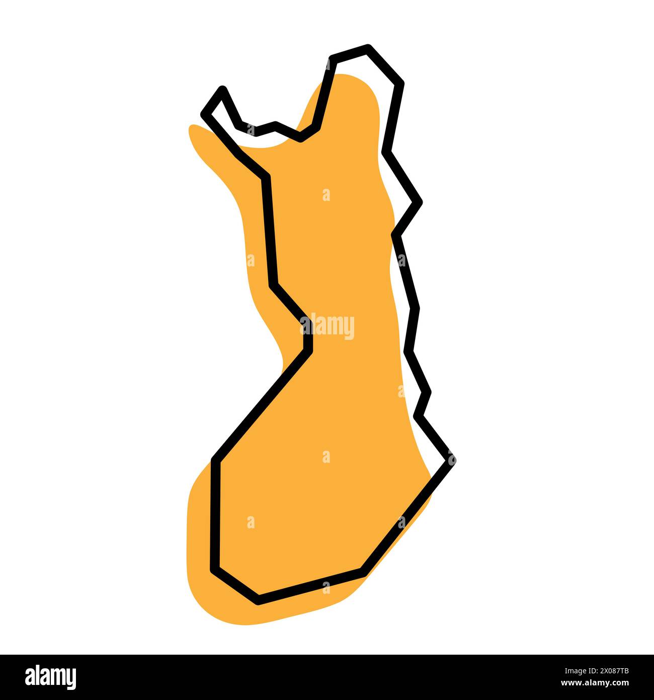 Finland country simplified map. Orange silhouette with thick black ...