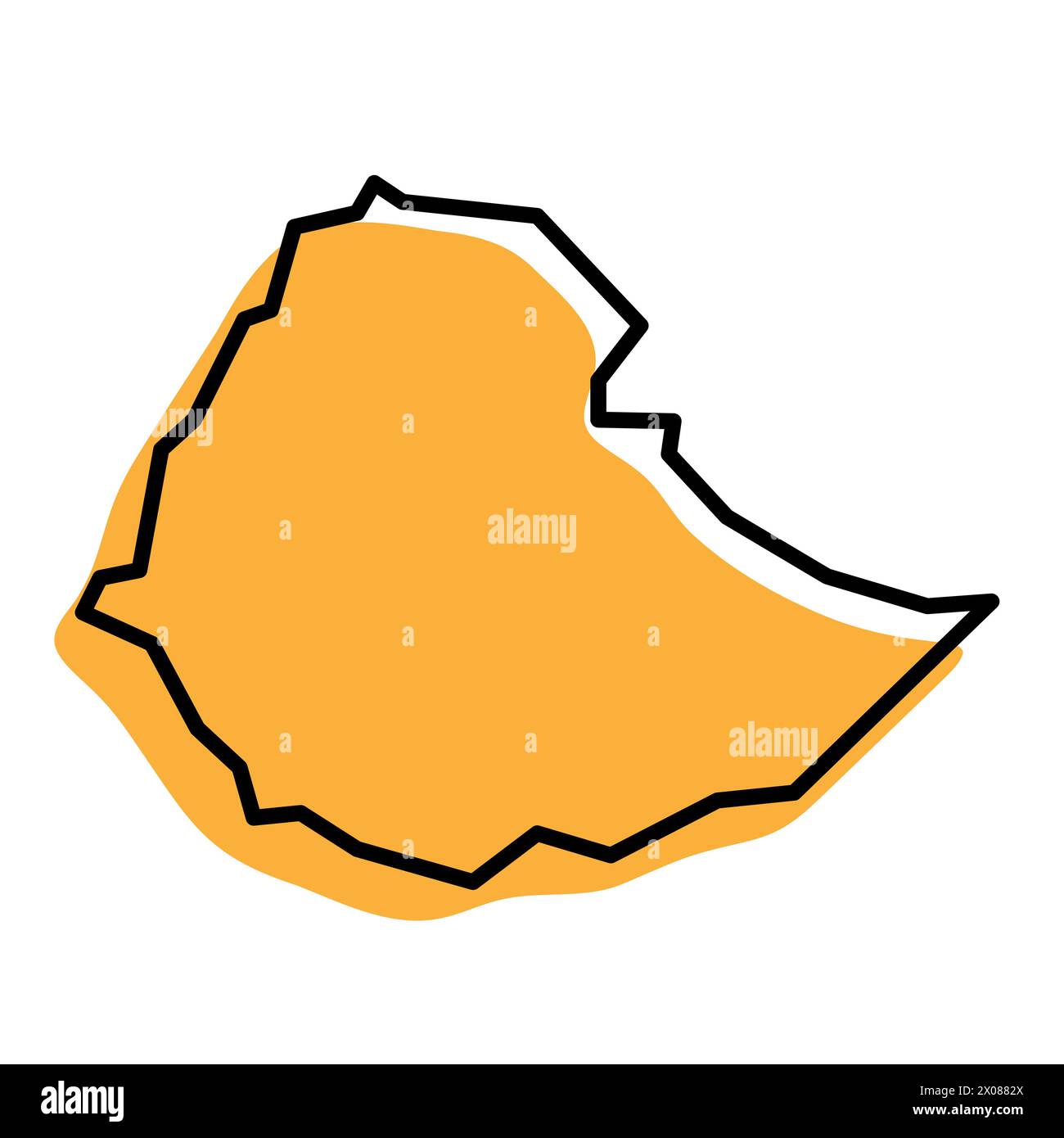 Ethiopia country simplified map. Orange silhouette with thick black ...