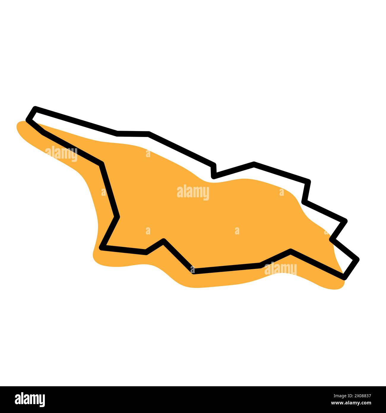 Georgia country simplified map. Orange silhouette with thick black ...