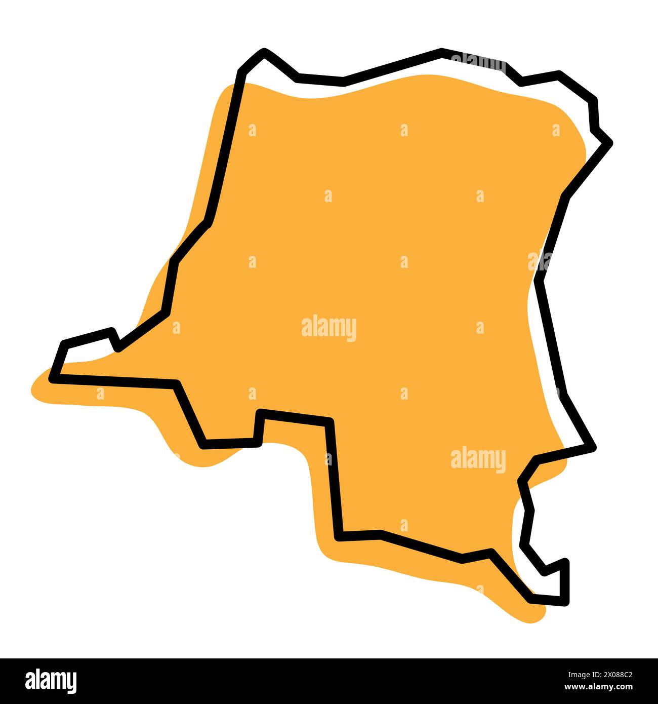 Democratic Republic of the Congo country simplified map. Orange ...