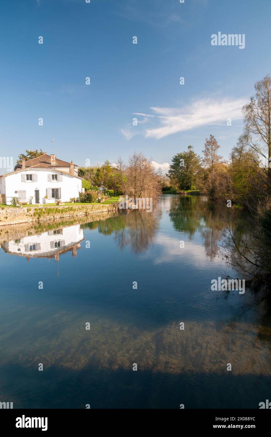 ‘Sevre Niortaise’ river in the village of Magne, Deux-Sevres (79 ...
