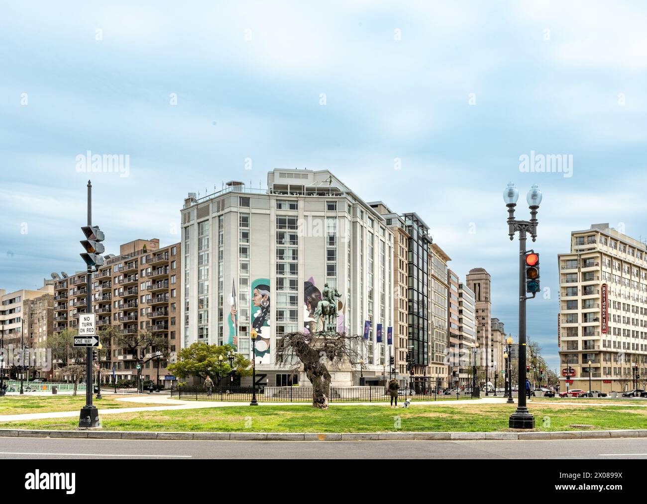 Washington DC - US - Mar 22, 2024 View of Thomas Circle, a traffic ...