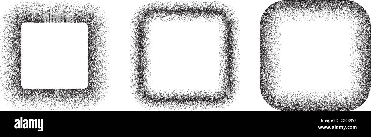 Square grain gradient frame. Border with noise gradation. Geometric ...