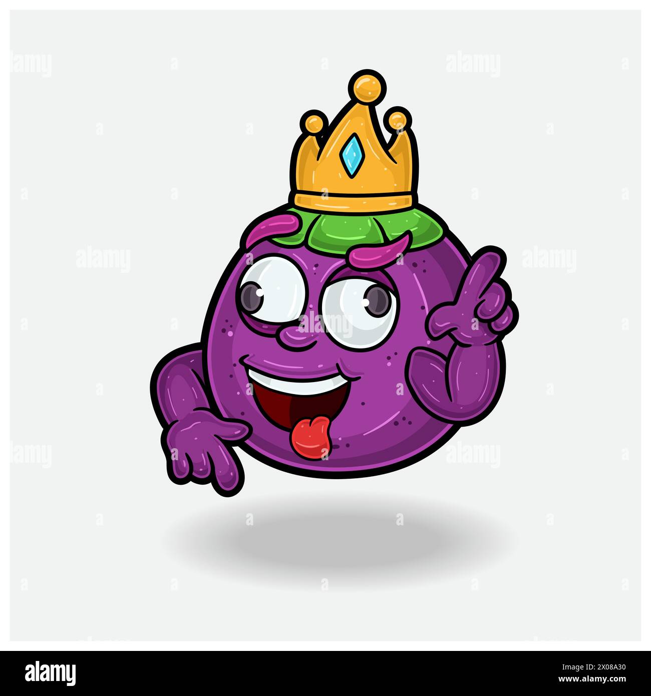 Crazy expression with Mangosteen Fruit Crown Mascot Character Cartoon ...