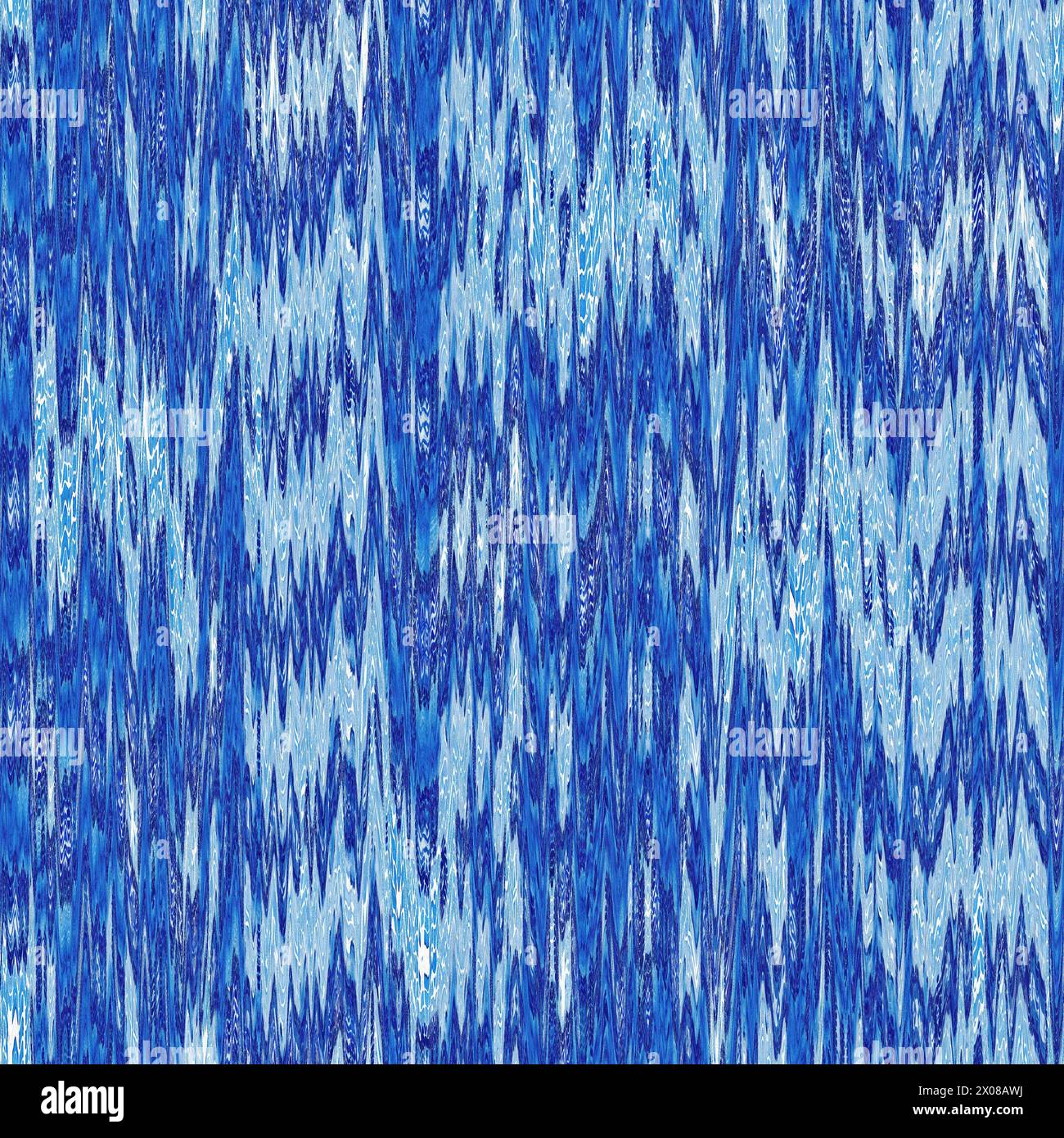 Indigo ikat dye stripe marled seamless pattern. Asian style wavy ...