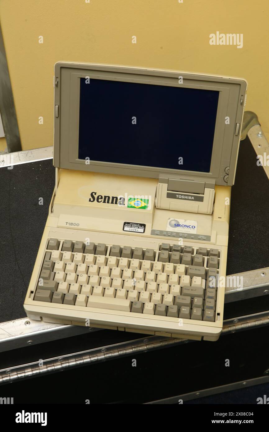 McLaren Formula One Heritage Centre - Ayrton Senna's Laptop Stock Photo ...