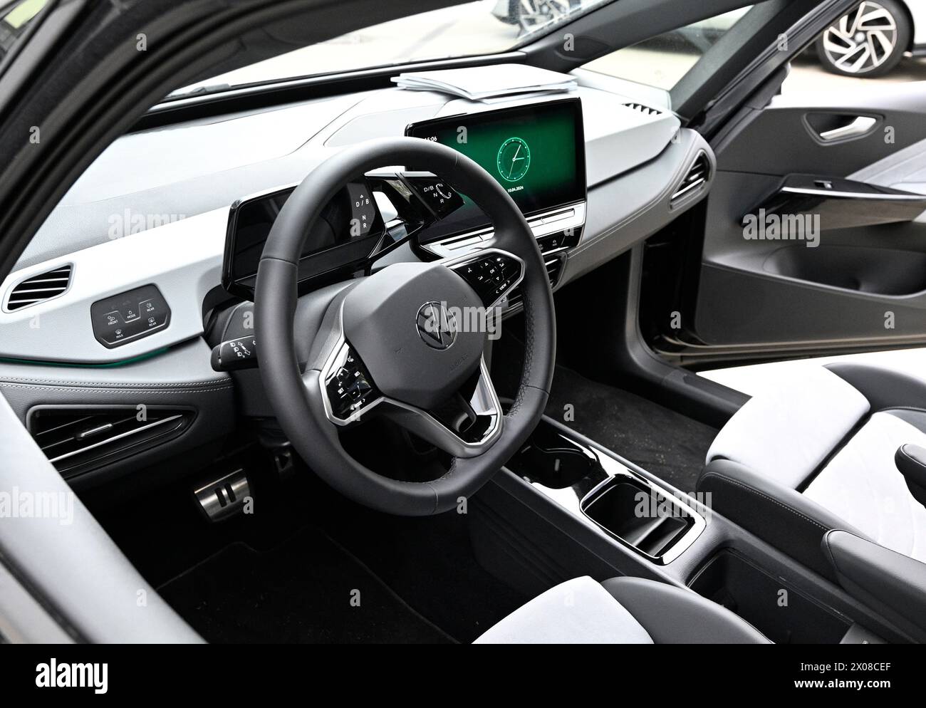 The interior of a Volkswagen electric car at the Automotive Day 2024 ...