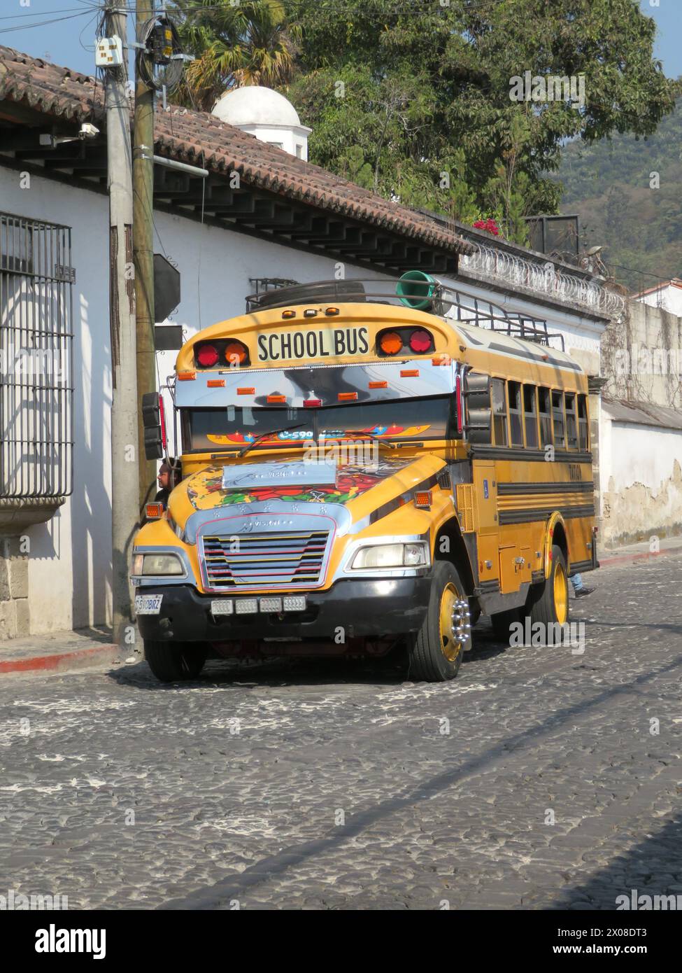 Second hand American yellow school bus, Antigua, Guatemala. Home time ...