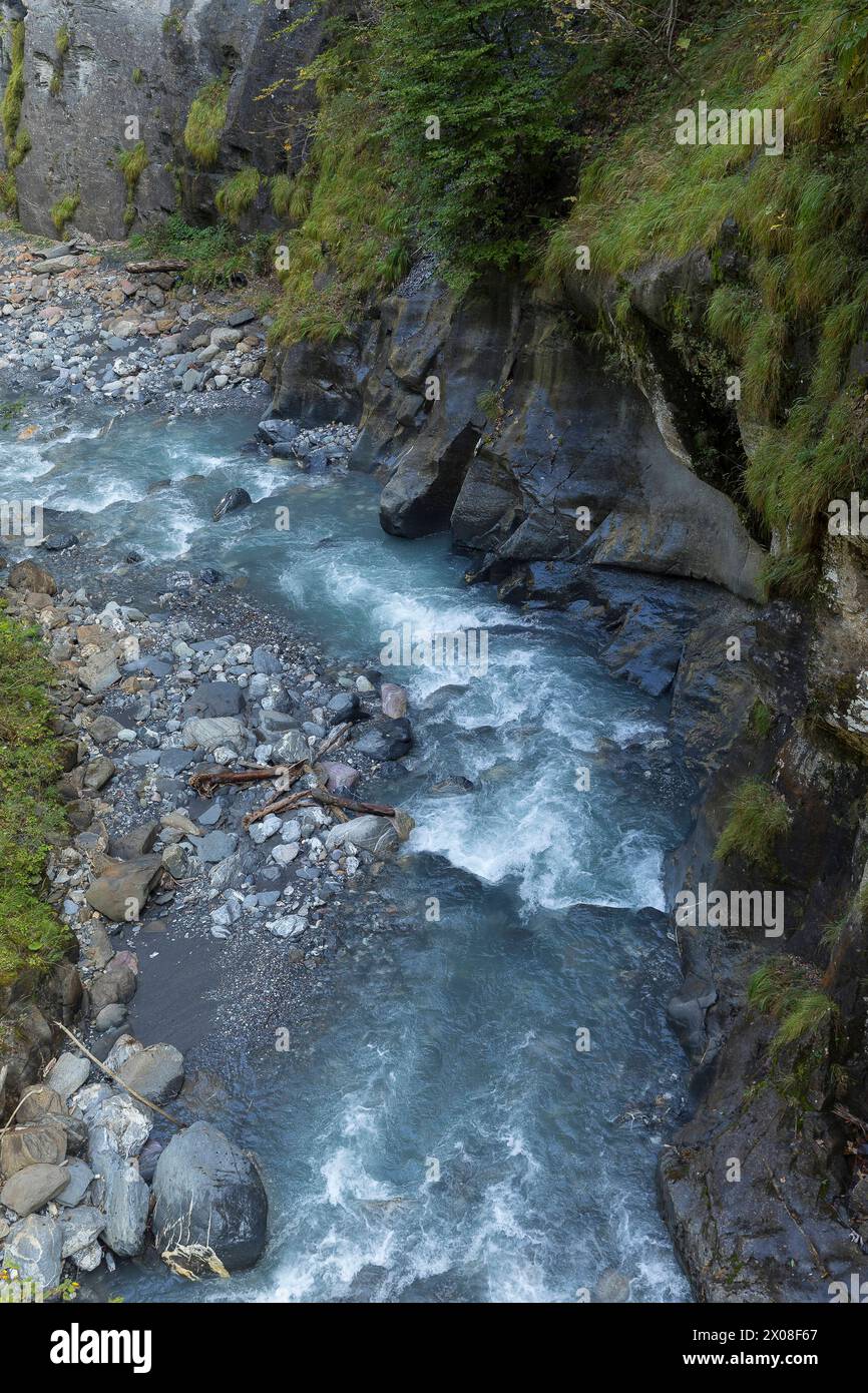 Fluss Tamina in der Schlucht am Badehaus von Bad Pfäfers, St. Gallen ...