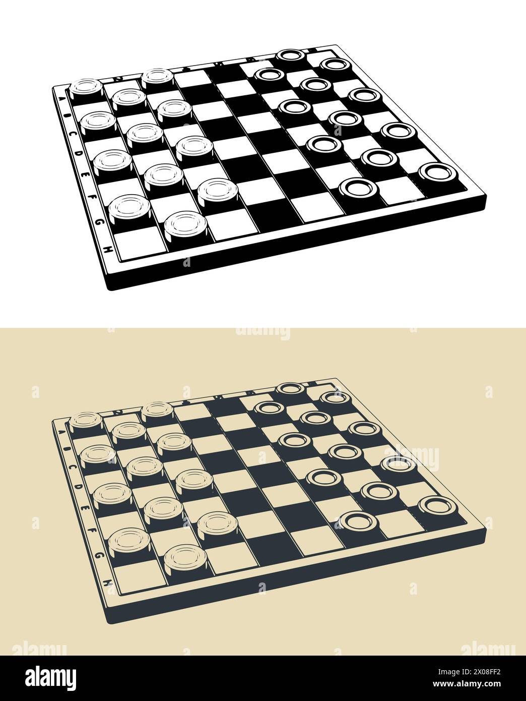 Stylized vector illustrations of checkers game Stock Vector Image & Art ...