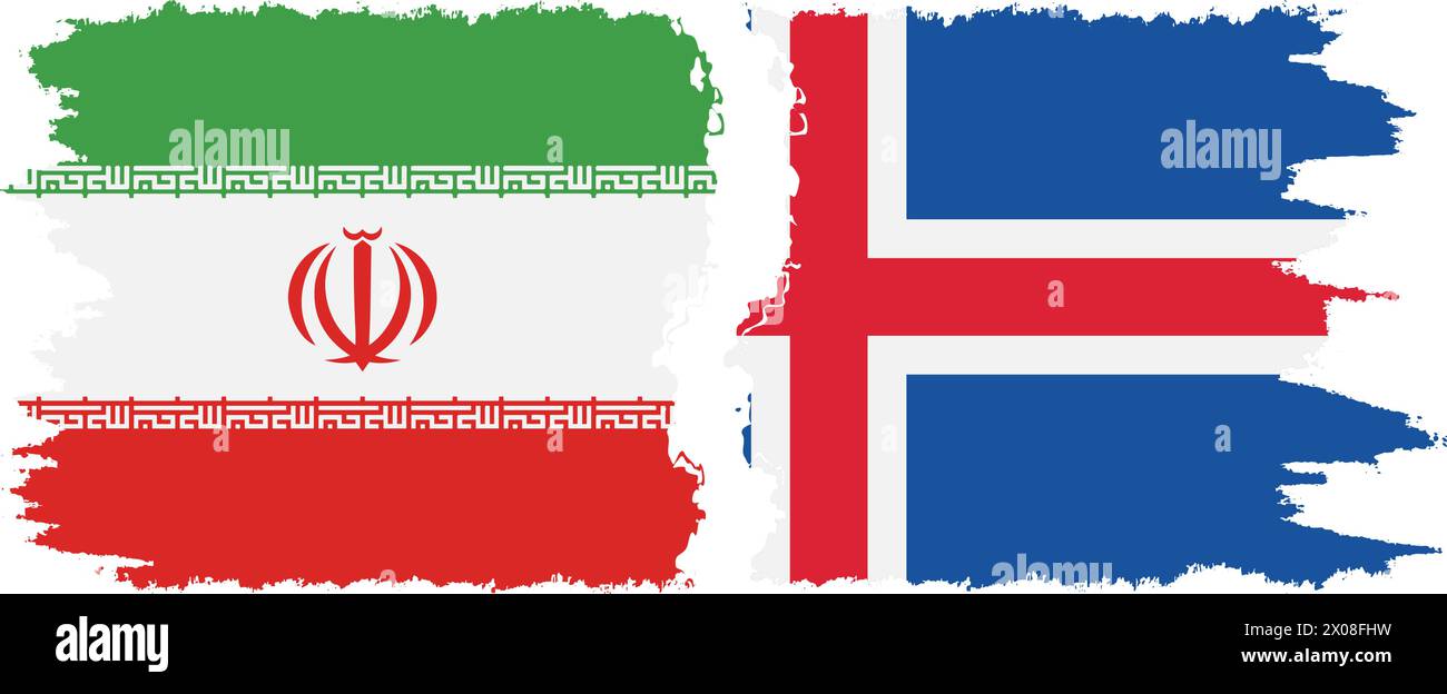 Iceland and Iran grunge flags connection, vector Stock Vector Image ...