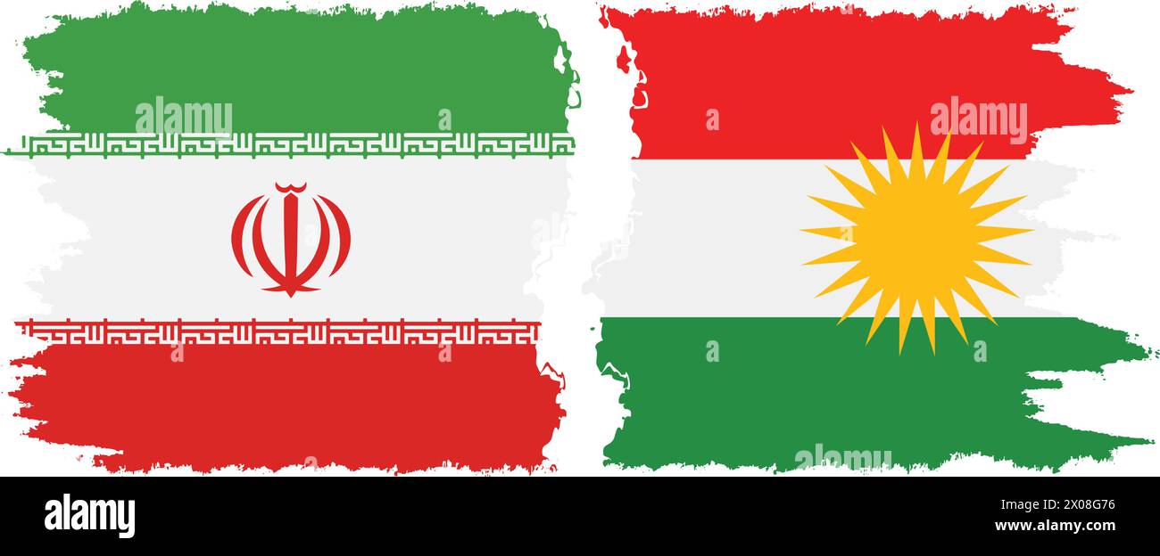 Kurdistan and Iran grunge flags connection, vector Stock Vector Image ...