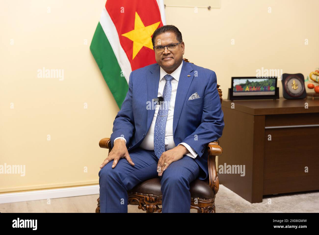 Paramaribo, Suriname. 4th Apr, 2024. Chandrikapersad Santokhi ...