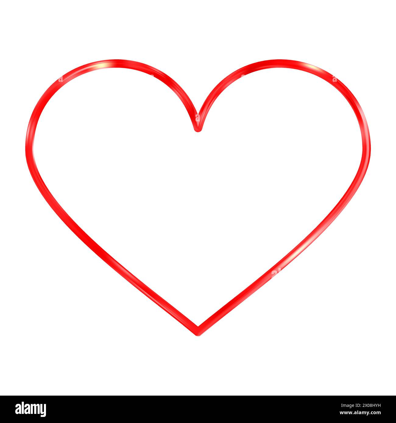 Thin gold heart frame. Golden realistic heart border. Luxury symbol of ...