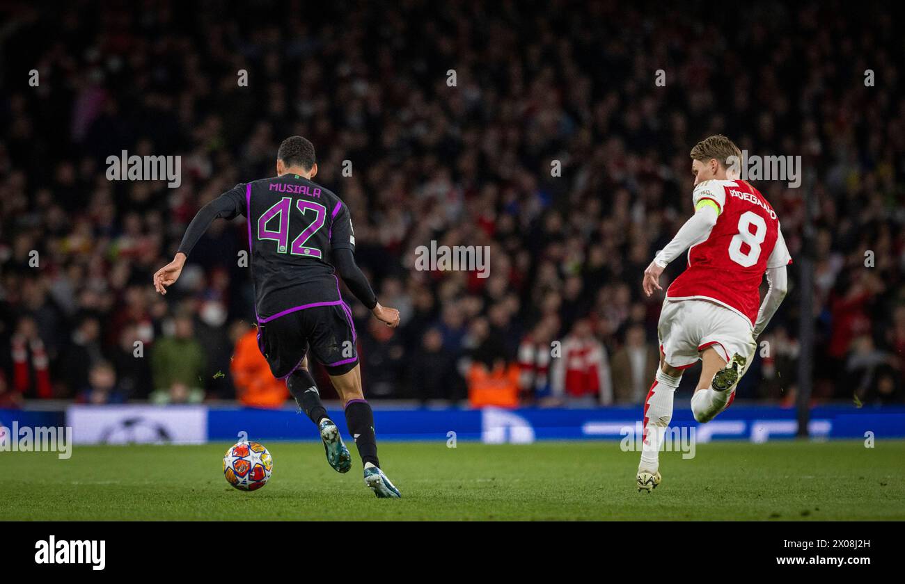 London, England. 09th Apr 2024. Jamal Musiala (Muenchen) Martin ...