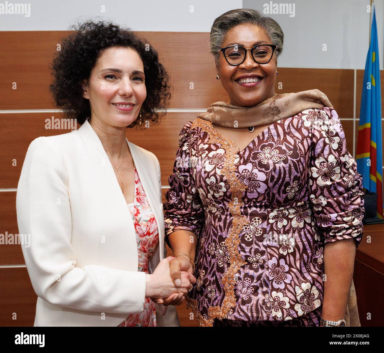 Congo, Wednesday 10 April 2024. Belgian Foreign minister Hadja Lahbib ...