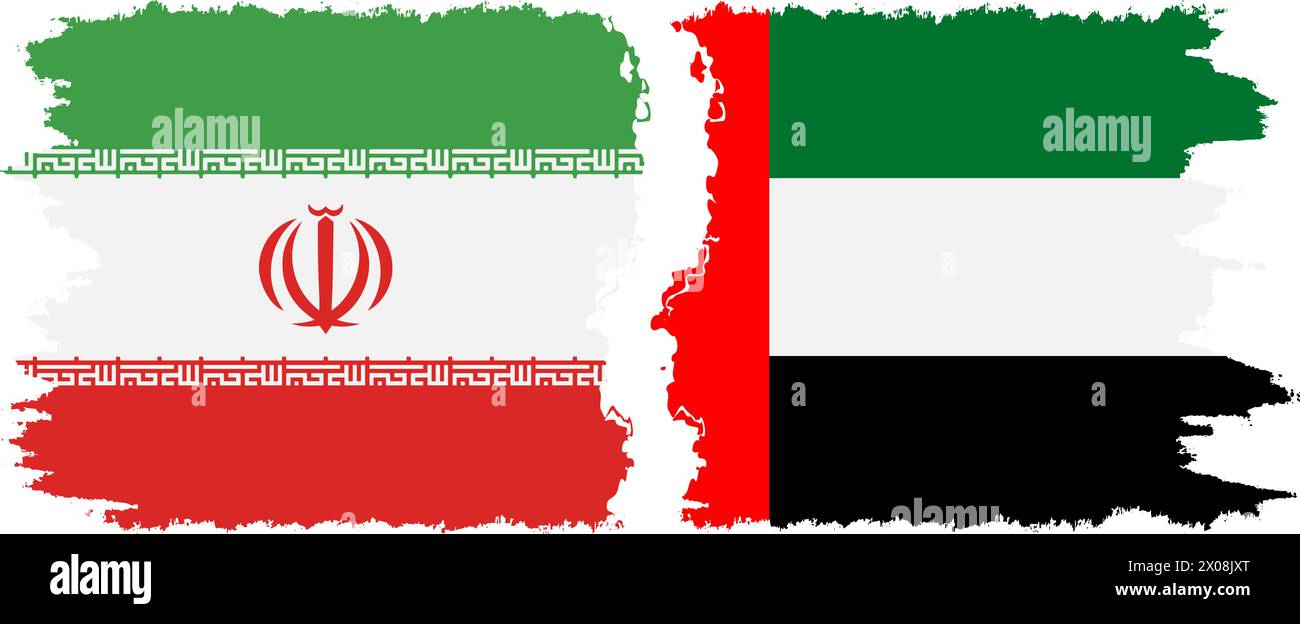 United Arab Emirates and Iran grunge flags connection, vector Stock ...