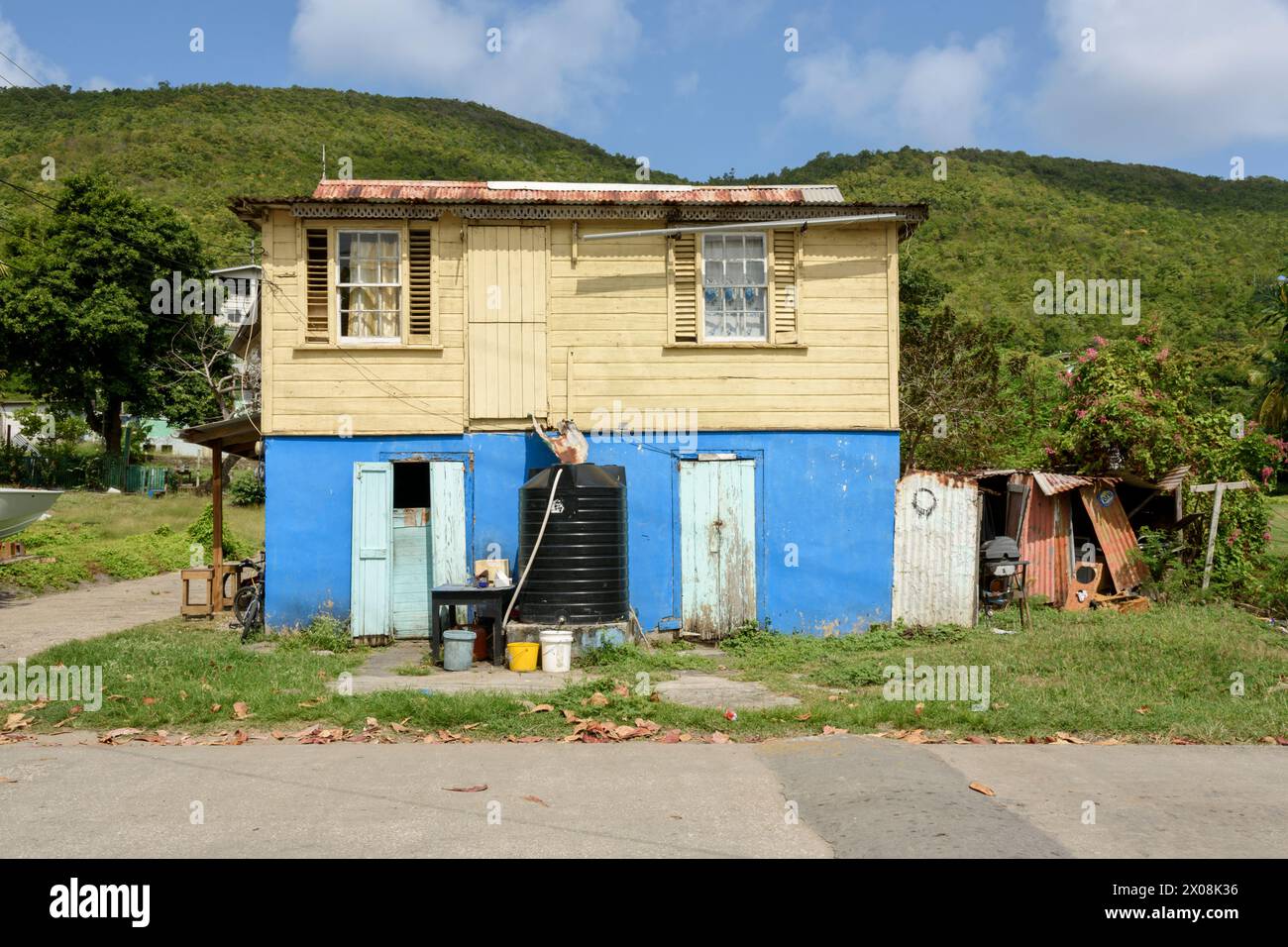 Traditional wooden building, Port Elizabeth, Bequia Island, St Vincent ...