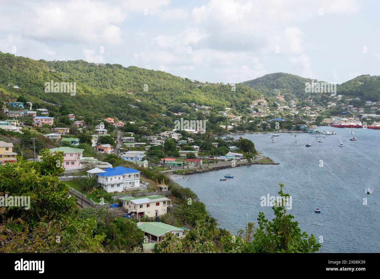 View of Hamilton and Port Elizabeth in Admiralty Bay Harbour, Bequia ...