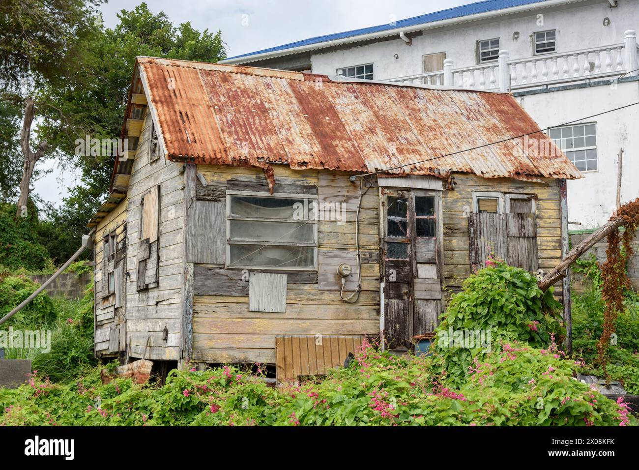 Traditional wooden building, Port Elizabeth, Bequia Island, St Vincent ...