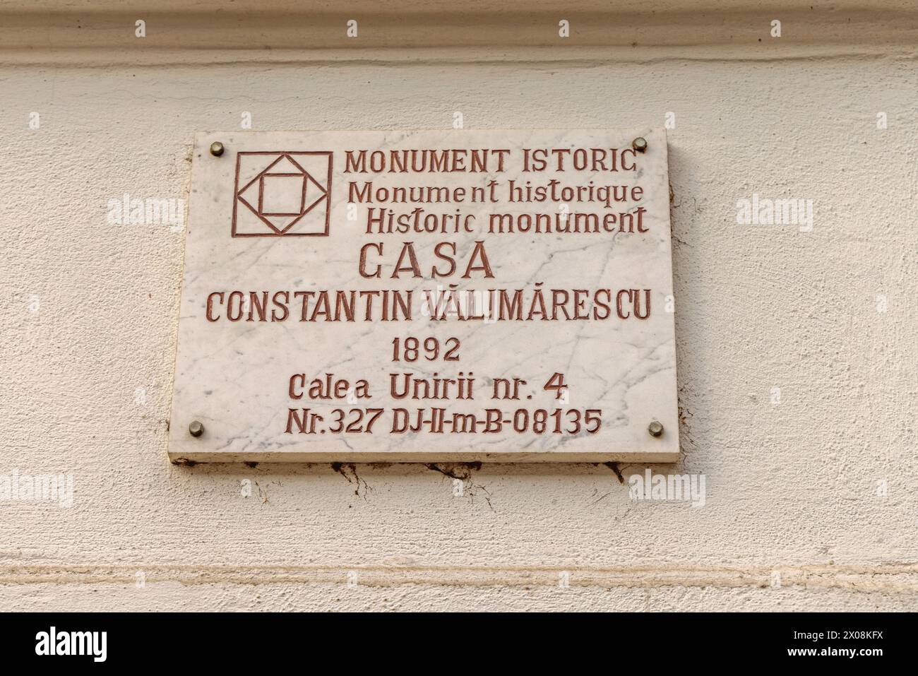 Craiova, Romania - March 16, 2024: Marble Stone Memorial Plaque House ...